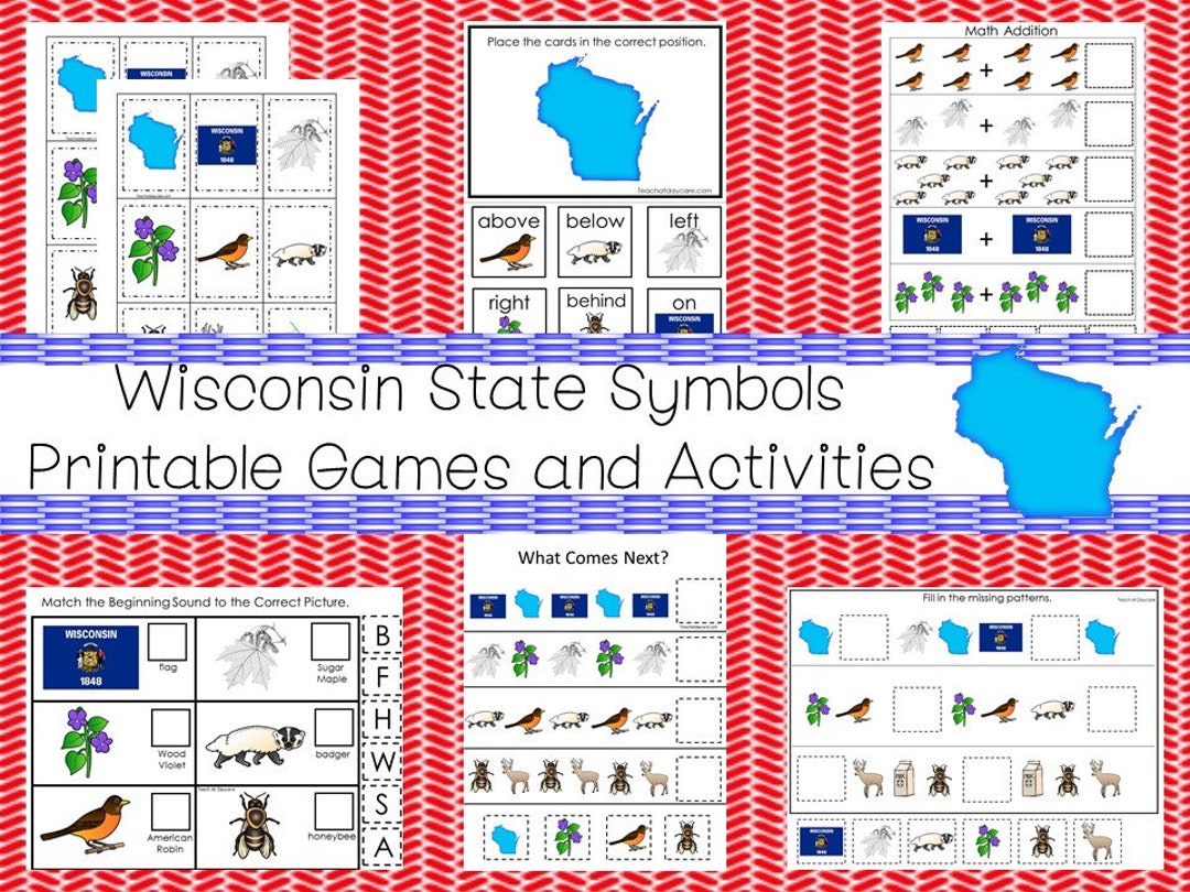 30 Wisconsin State Symbols Themed Learning Games Download. ZIP File ...