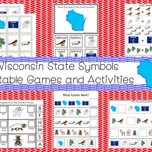 30 Wisconsin State Symbols Themed Learning Games Download. ZIP File ...