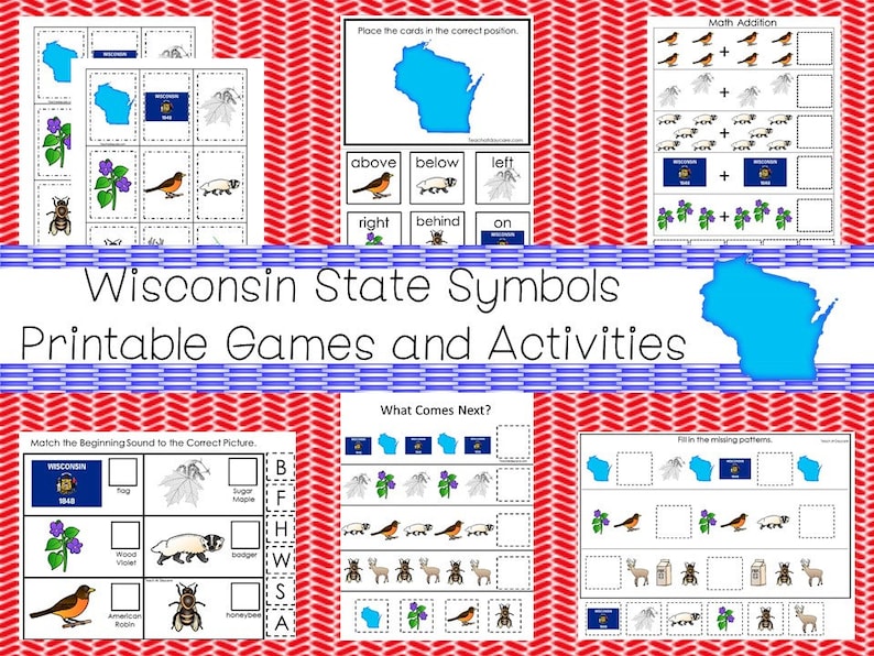 30 Wisconsin State Symbols Themed Learning Games Download. ZIP - Etsy