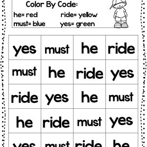 13 Printable Color the Dolch Primer Sight Words Worksheets. Prek ...