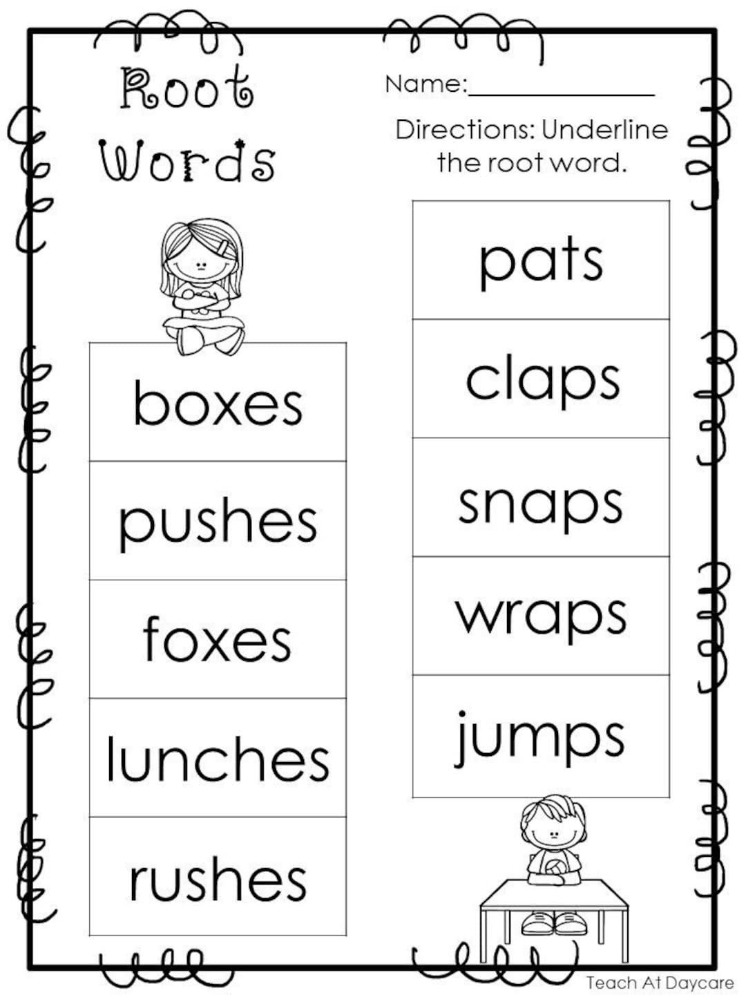 10 Printable Root Words Worksheets. 1st-3rd Grade ELA Worksheets. - Etsy