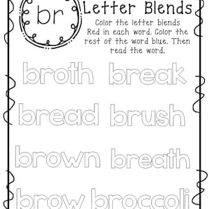 20 Printable Blends Color the Word Worksheets. Kindergarten-2nd Grade ...