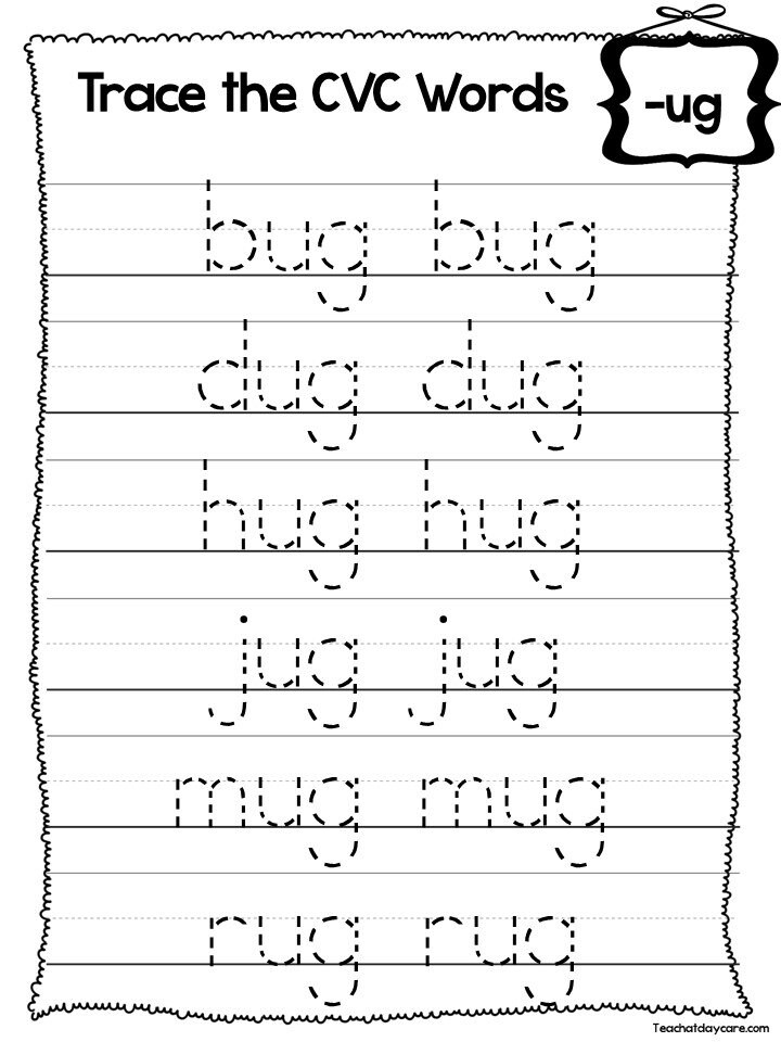 27 Printable Trace the CVC Word Worksheets. Preschool Phonics Activity ...