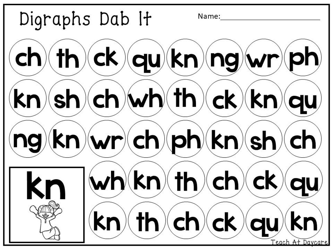 10 Printable Digraphs Dab It Worksheets. Kindergarten-2nd - Etsy