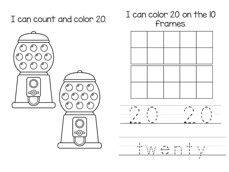 20 Number Mini Books Printable Worksheets in a ZIP File. Preschool-1st ...