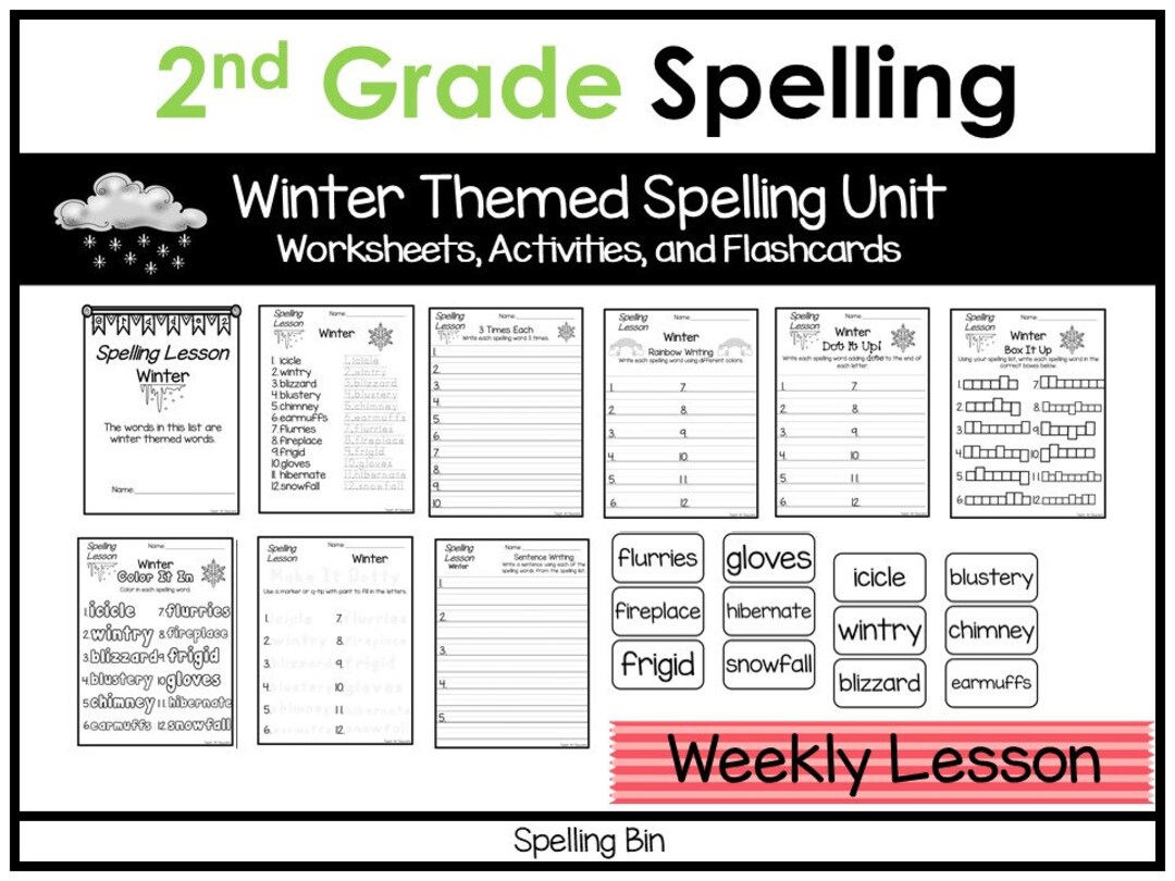 Second Grade Winter Themed Words Spelling Activity. Supplemental ...