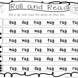 22 Printable Roll and Read Word Families Worksheets. Preschool Phonics ...