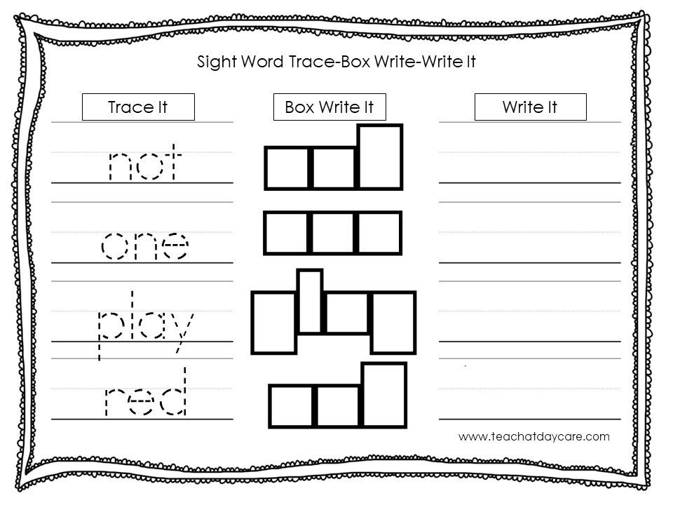 10 Printable Dolch Pre-primer Sight Words Trace It Box Write - Etsy Canada