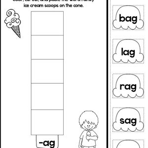 20 Printable Ice Cream Word Families Worksheets. Preschool Phonics ...