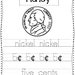 10 Printable Money Tracing Worksheets. Kdg.-2nd Grade Math. - Etsy