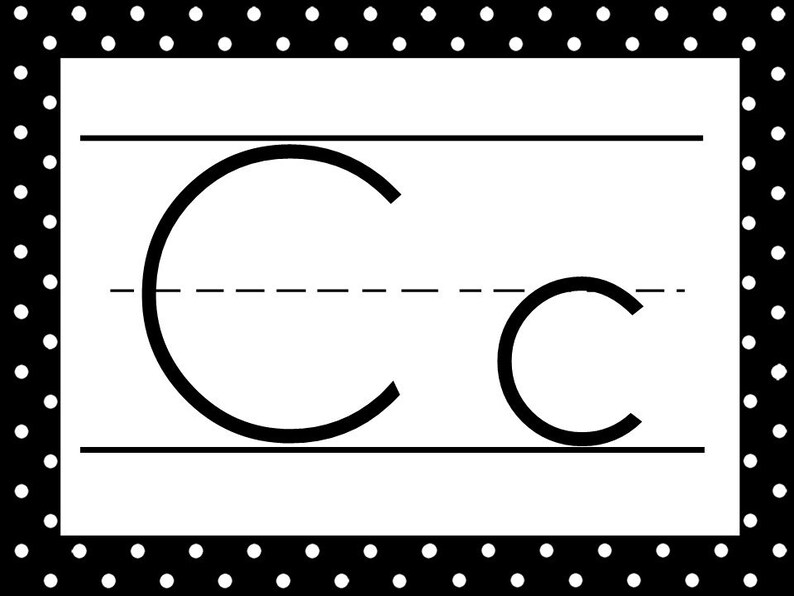 26 Printable Black and White Polka Dot Alphabet Posters. 8x10 | Etsy