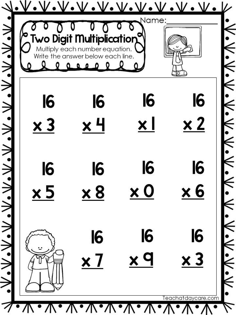 15 Printable Two Digit Multiplication Worksheets. Numbers 10-20. 2nd ...