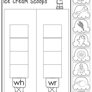 10 Printable Digraphs Ice Cream Worksheets. Kindergarten-2nd Grade ELA ...