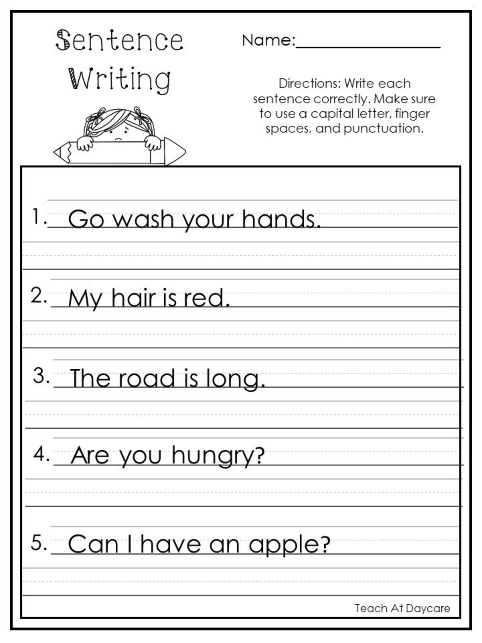 10 Printable Write The Sentence Worksheets 1st 3rd Grade ELA Etsy