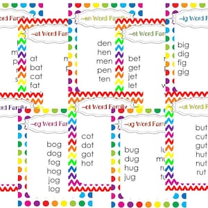 10 Printable Word Family Posters. Full Page Classroom Wall Charts. 8.5 ...