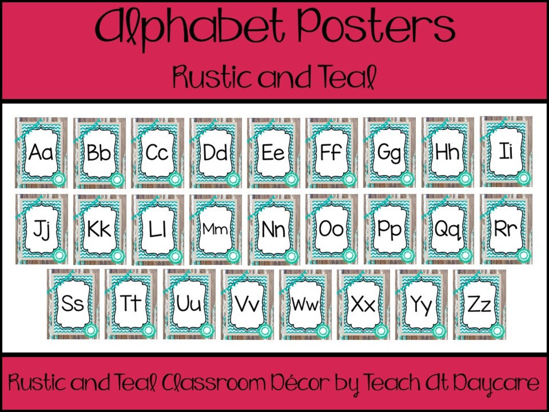 26 Printable Rustic and Teal Alphabet Posters. 8x10 Classroom ...