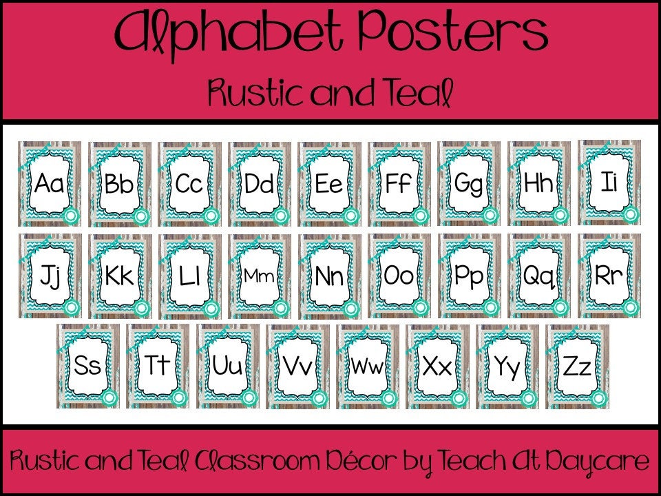 26 Printable Rustic and Teal Alphabet Posters. 8x10 Classroom | Etsy India