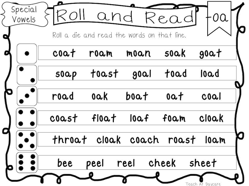 10 Printable Roll and Read Special Vowel and Double Vowel - Etsy