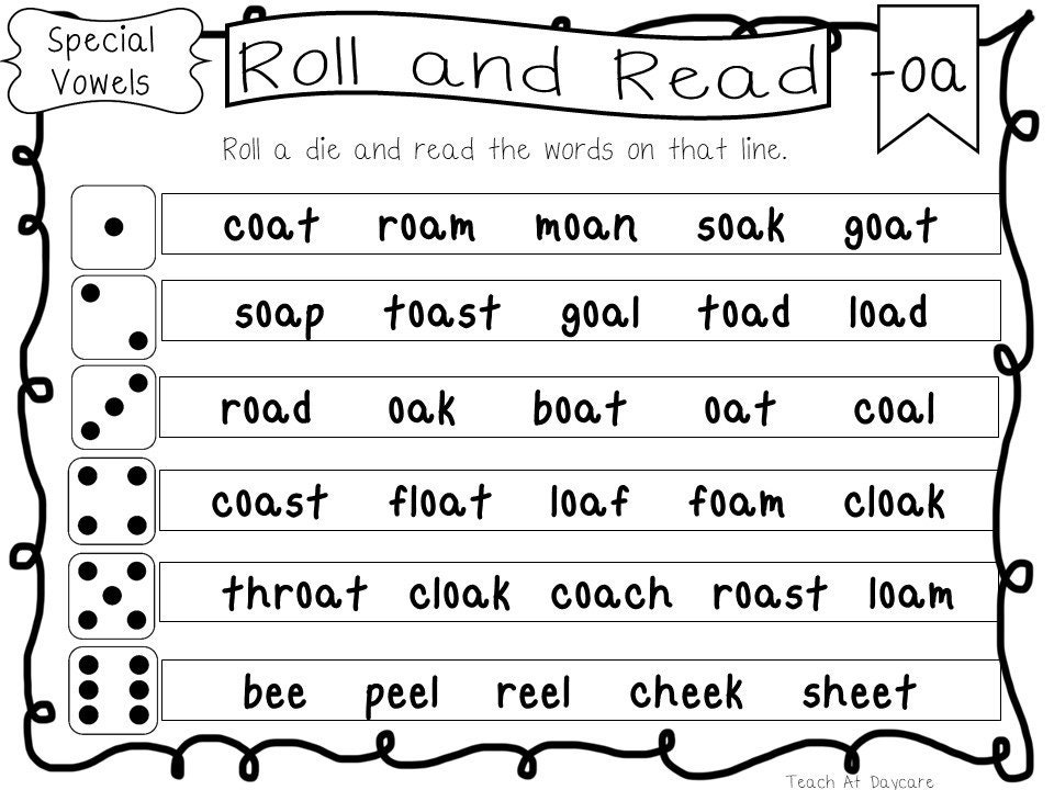 10 Printable Roll and Read Special Vowel and Double Vowel - Etsy Canada
