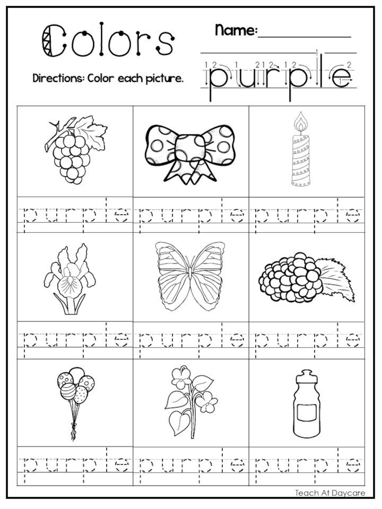 11 Color the Picture and Trace the Color Words Worksheets. Preschool ...