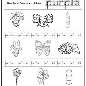 11 Color the Picture and Trace the Color Words Worksheets. Preschool ...