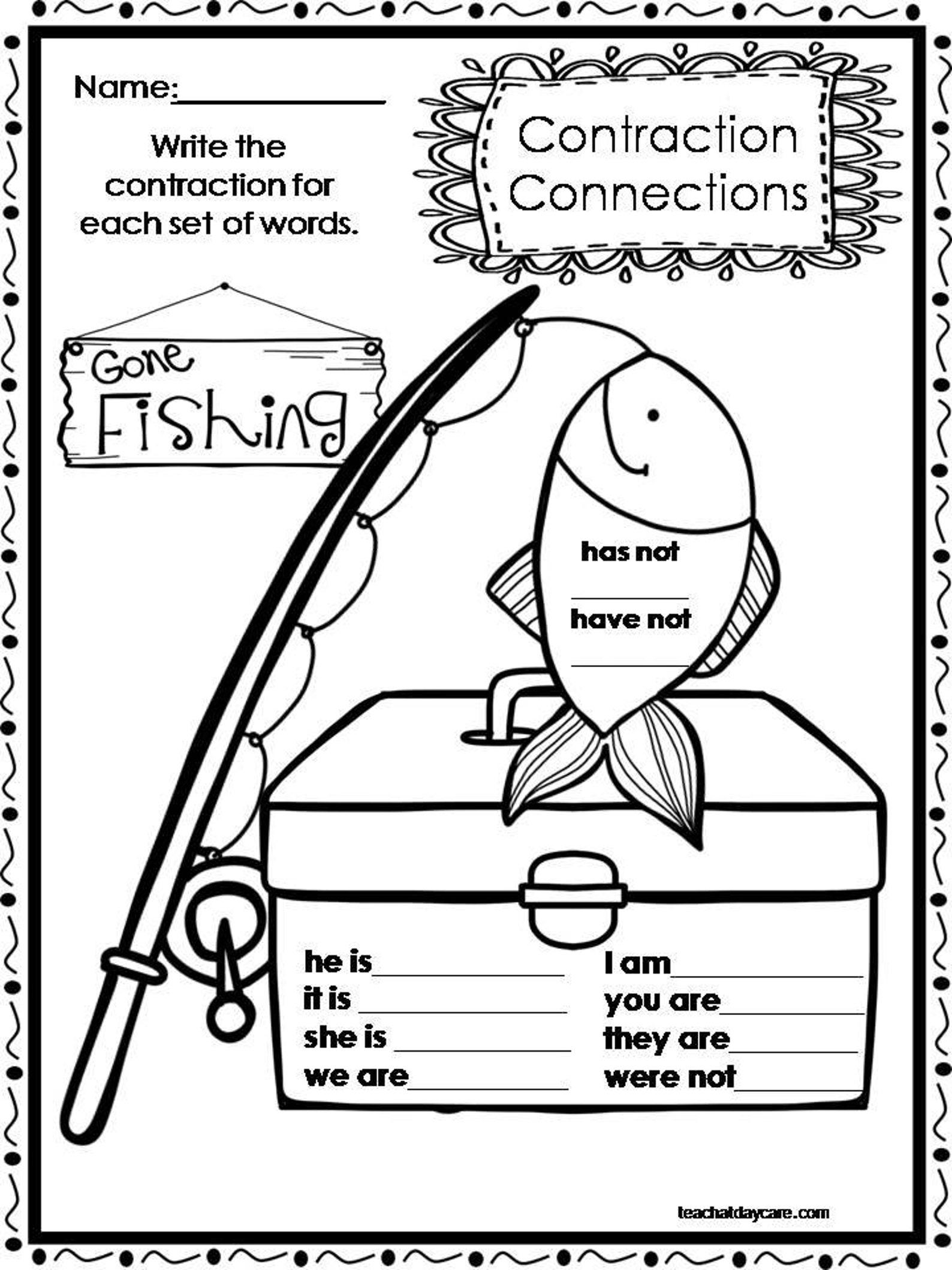 10 Printable Contractions Worksheets. 1st-2nd Grade ELA - Etsy