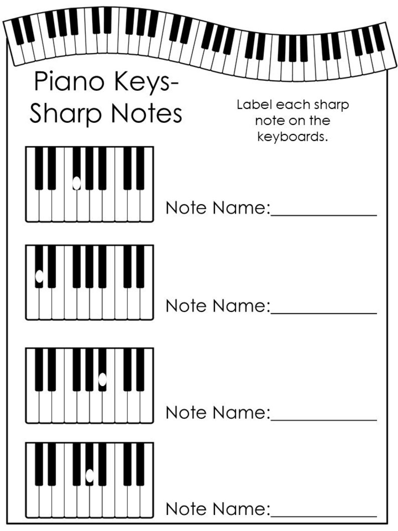 10 Label the Keys-music Notes Worksheets. Beginning Piano | Etsy