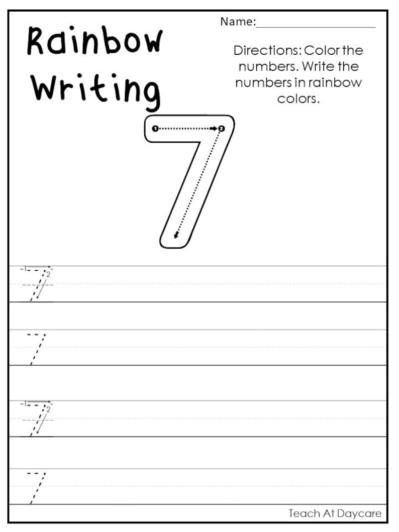 Rainbow Write Numbers 0-100, Preschool Math Worksheets (PDF) - Etsy
