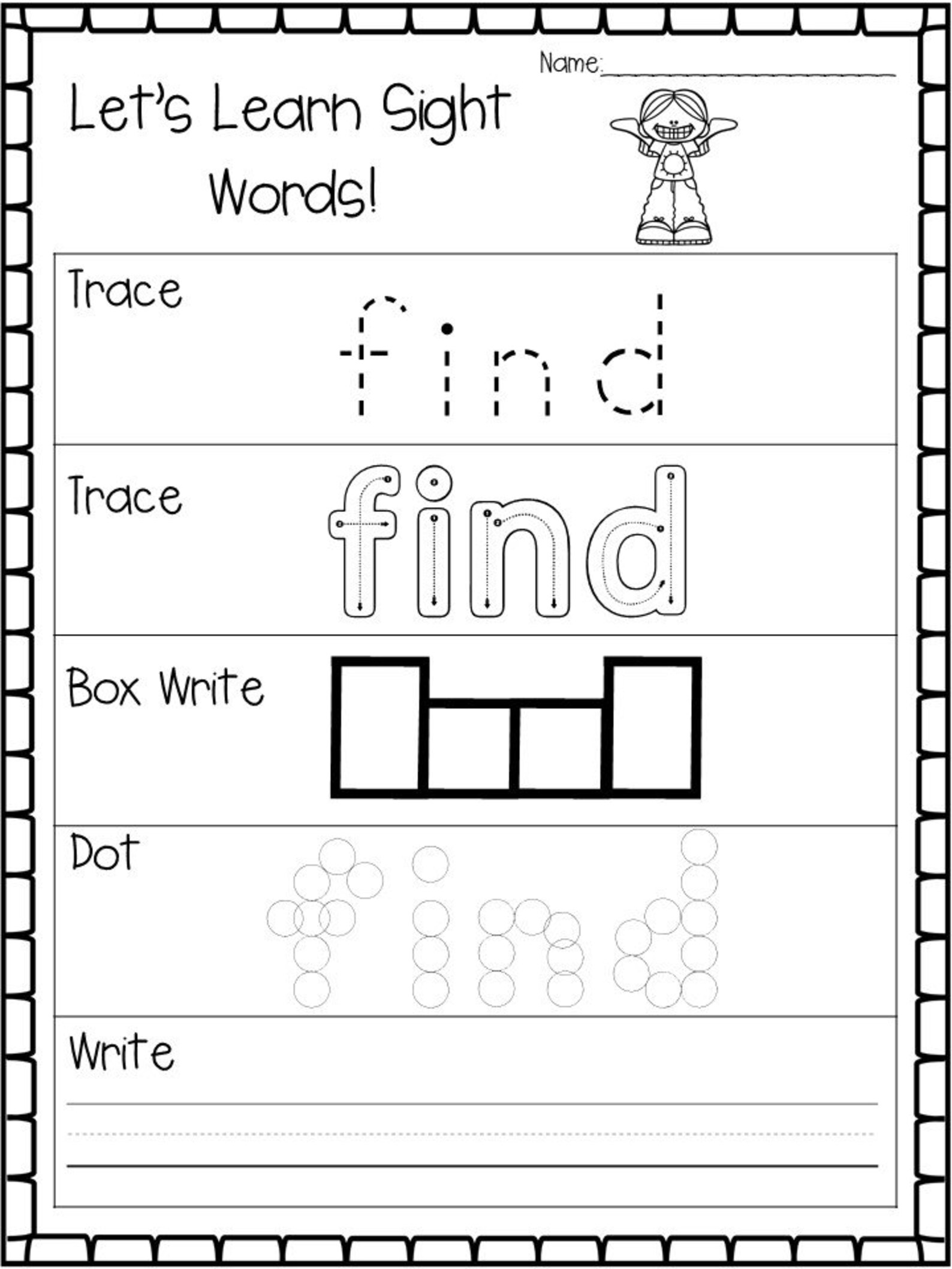 40 Printable Let's Learn Sight Words Dolch Pre-primer | Etsy Canada