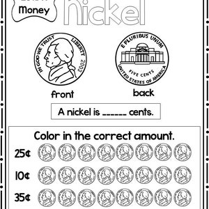 12 Printable Let's Learn Money Worksheets. Kdg.-2nd Grade Math. - Etsy
