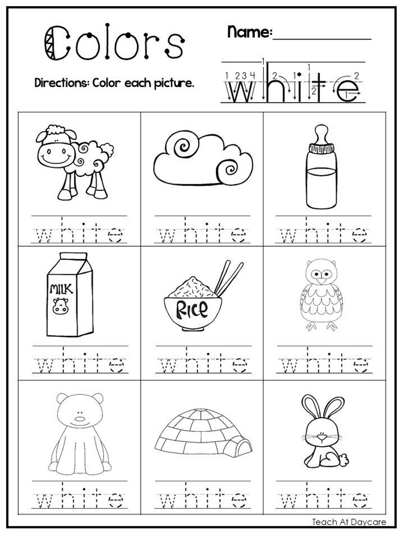 11 Color the Picture and Trace the Color Words Worksheets. - Etsy Canada