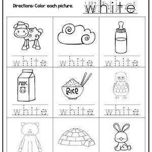 11 Color the Picture and Trace the Color Words Worksheets. Preschool ...