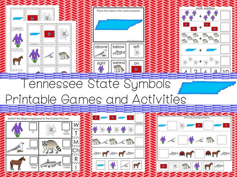 30 Tennessee State Symbols themed Learning Games Download. ZIP | Etsy