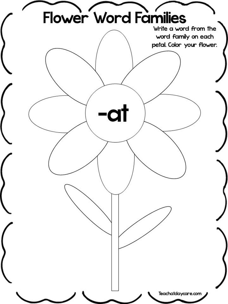 29 Printable Flower Word Families Worksheets. Preschool | Etsy