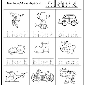 11 Color the Picture and Trace the Color Words Worksheets. Preschool ...