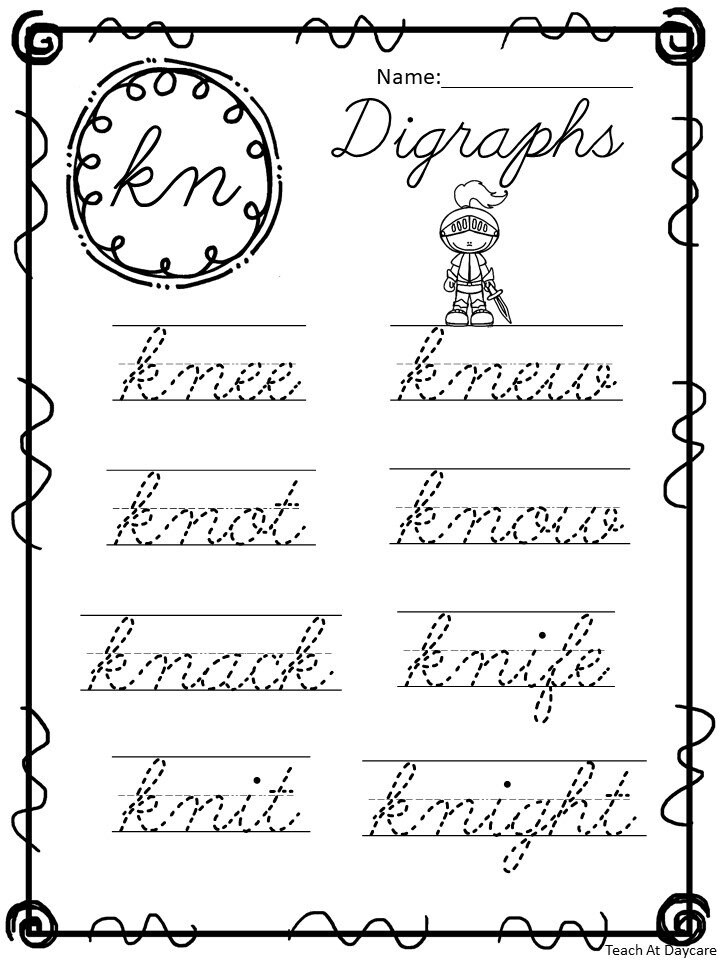 10 Printable Cursive Digraphs Trace the Word Worksheets. | Etsy