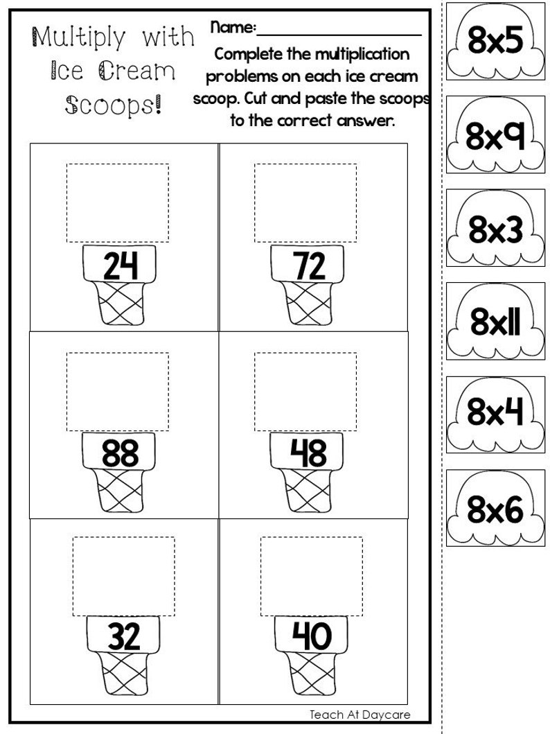 12 Printable Multiplication Scoops Worksheets. Numbers 1-12. - Etsy
