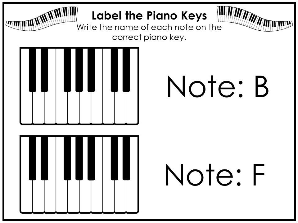 15 Label the Piano Keys Worksheets. Beginning Piano Music. - Etsy Finland