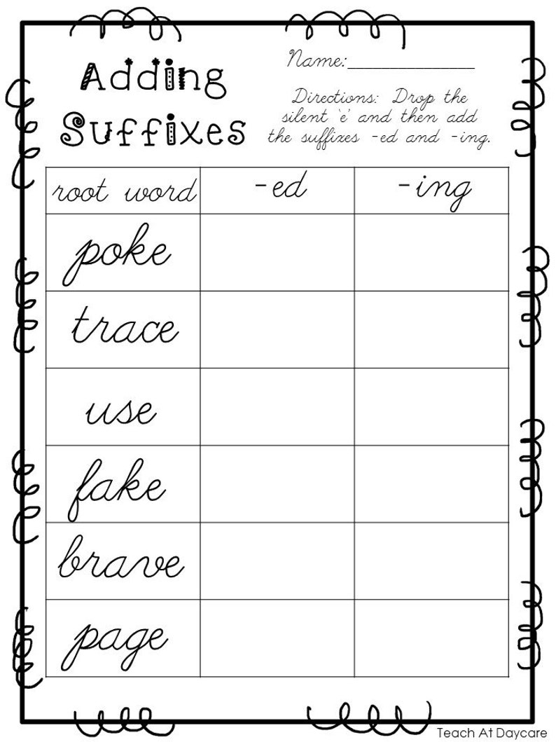10 Printable Cursive Adding Suffixes Worksheets. 1st-2nd Grade ELA ...