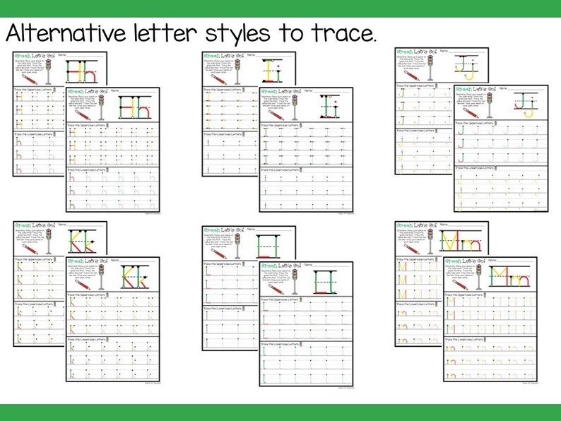 38 Green Let's Go Alphabet Tracing Worksheets. Letter - Etsy