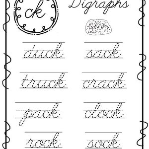 10 Printable Cursive Digraphs Trace the Word Worksheets. Kindergarten ...