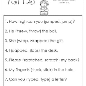 10 Printable Choose the Correct Verb Worksheets. 1st-2nd Grade ELA ...