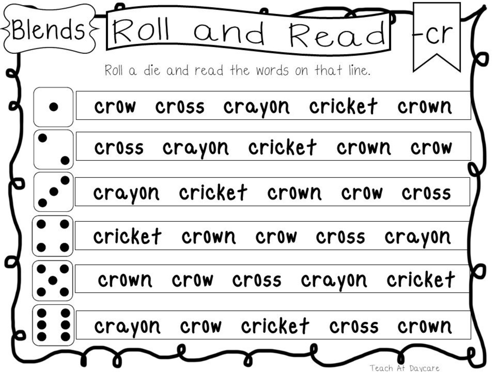 20 Printable Blends Roll and Read Worksheets. Kindergarten-2nd Grade ...