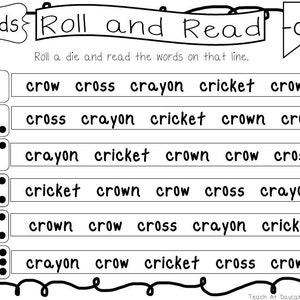 20 Printable Blends Roll and Read Worksheets. Kindergarten-2nd Grade ...
