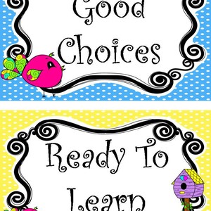 7 Printable Bright Birdies Theme Behavior Clip Chart Cards. Classroom ...