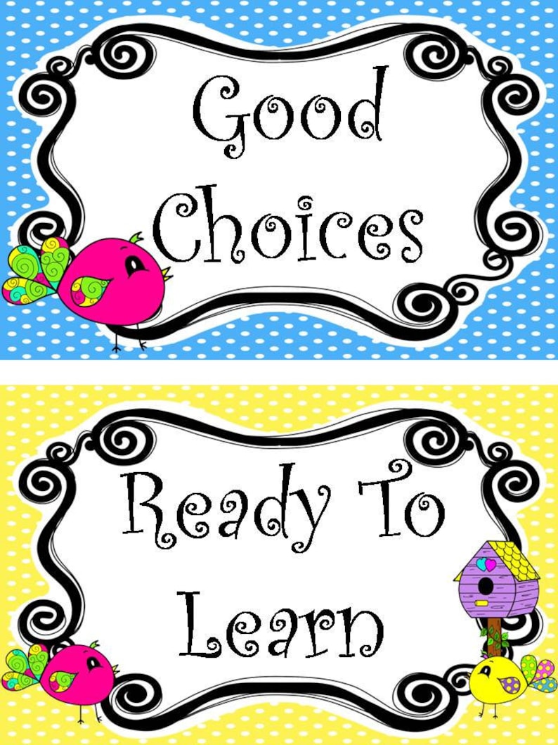 7 Printable Bright Birdies Theme Behavior Clip Chart Cards. - Etsy