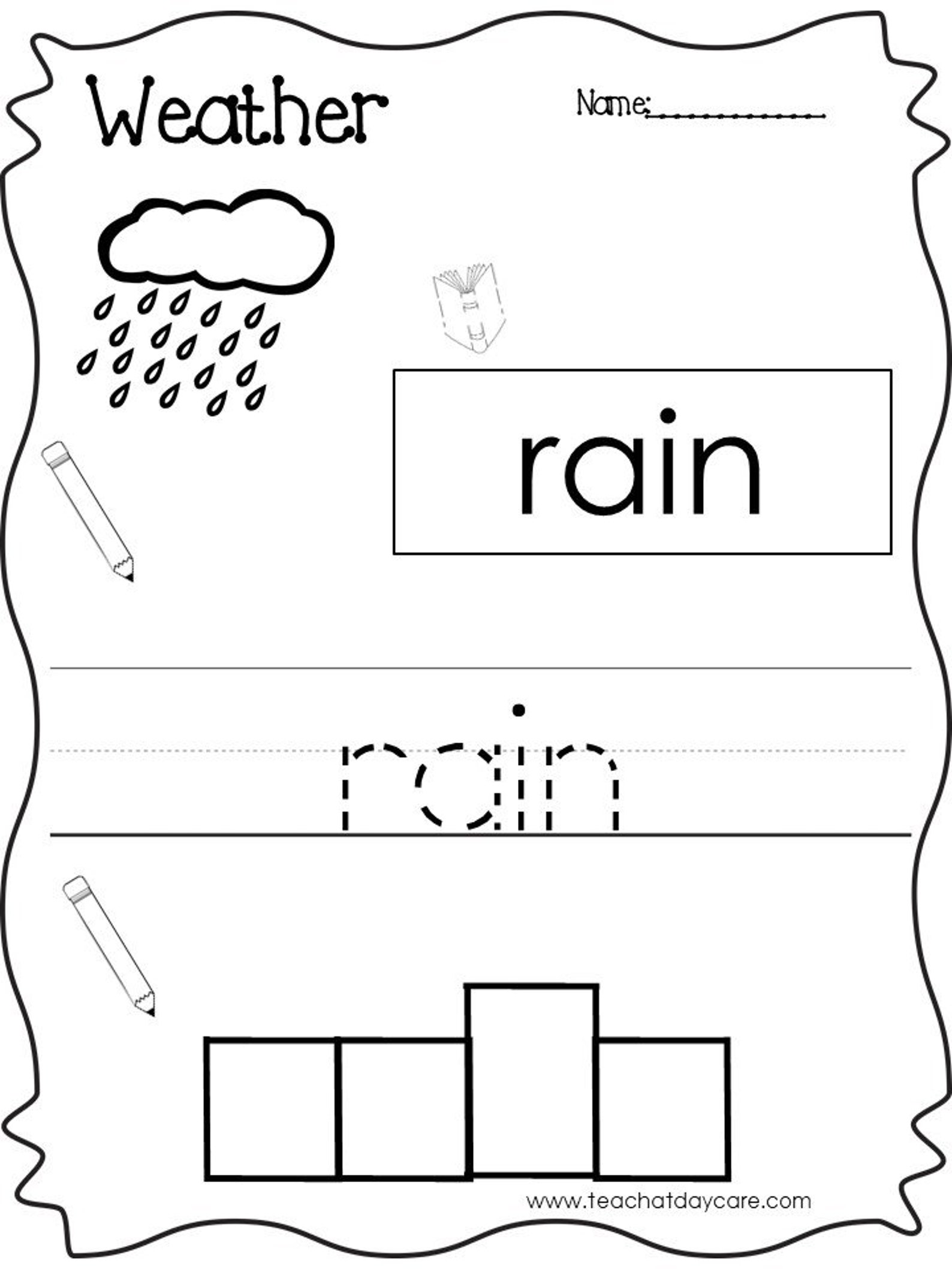 10 Weather Themed Printable Worksheets. Color Read Trace | Etsy