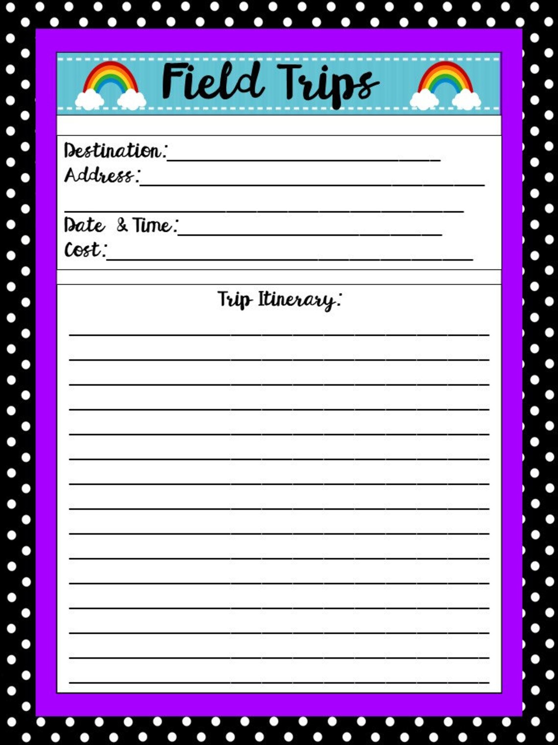 Printable Ribbon and Rainbows Planner. Homeschool Lesson | Etsy