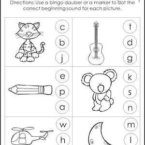 10 Printable Beginning Sounds Worksheets. Preschool-1st Grade Phonics ...