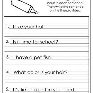 10 Printable Highlight the Nouns Worksheets. 1st-2nd Grade ELA ...
